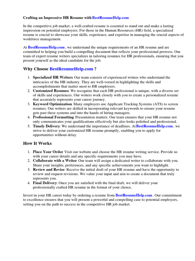 HR Resume Template | PDF | Résumé | Human Resources