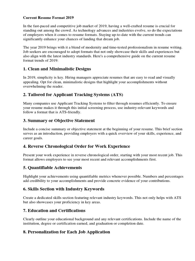 2019 Resume Format Guide | PDF | Résumé | Business