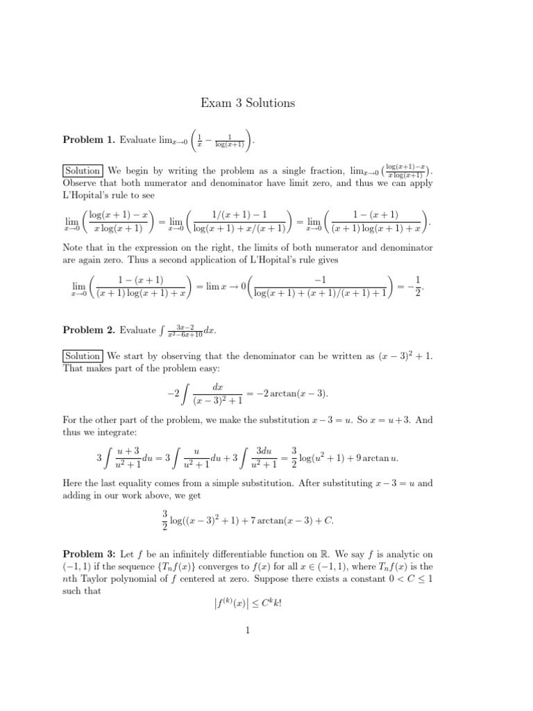 MIT18 014F10 Ex3 Sols | PDF | Mathematical Objects | Mathematics