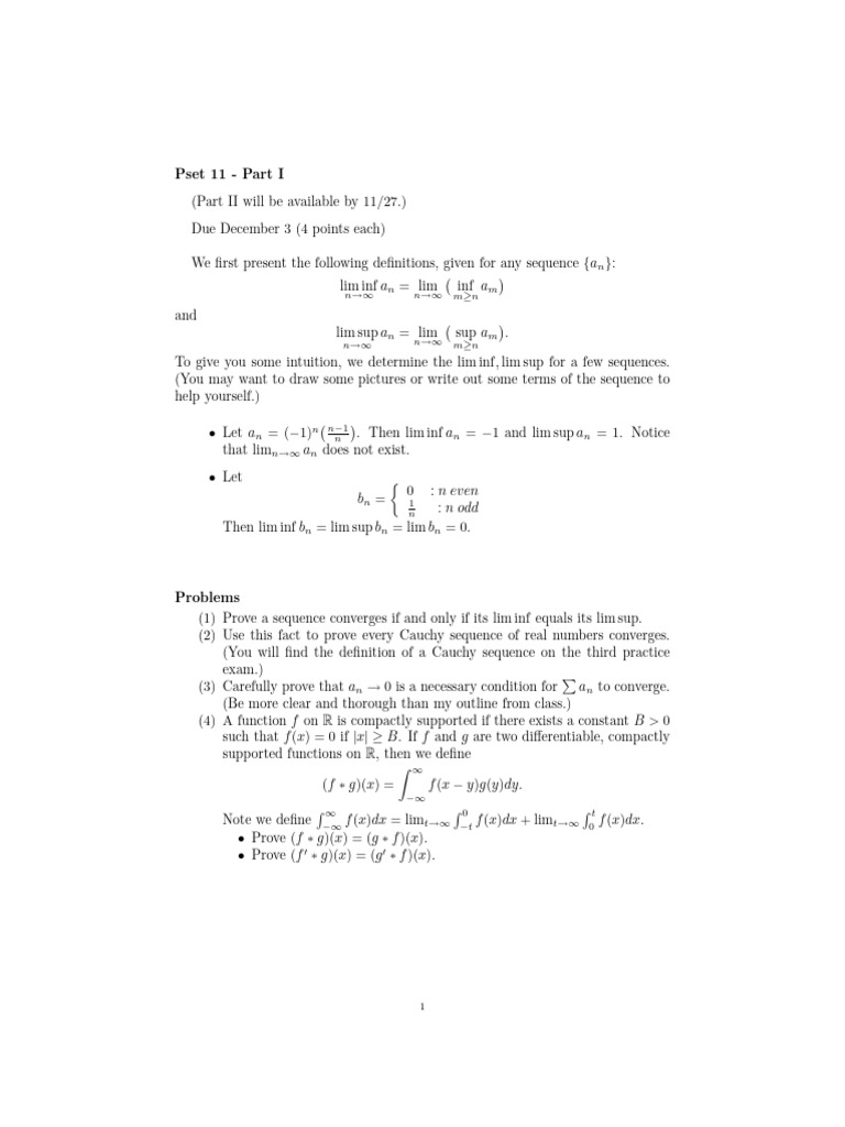 MIT18 014F10 Pset11a | PDF | Sequence | Complex Analysis