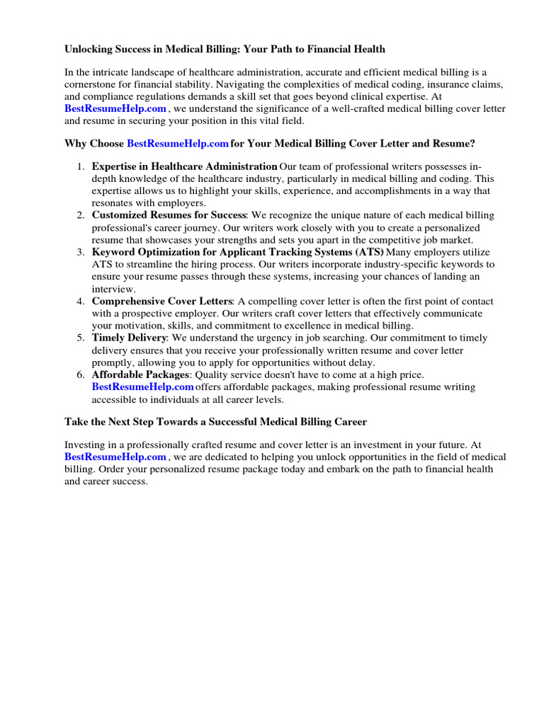 Medical Billing Cover Letter Guide | PDF | Résumé