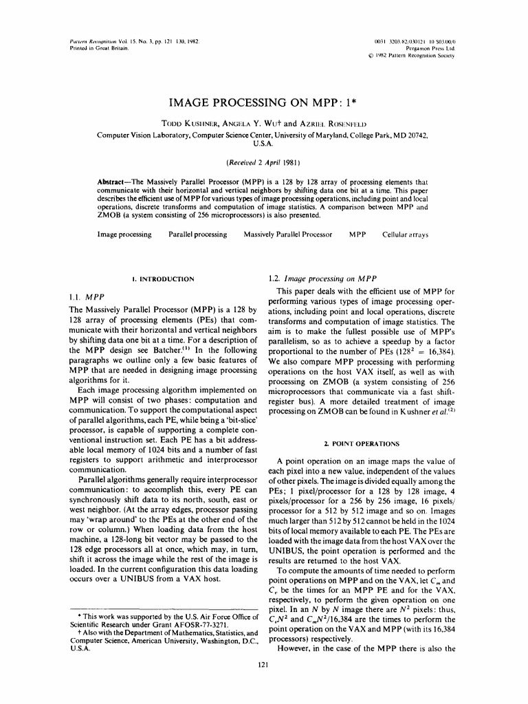 Image Processing On The MPP (Massively Parallel Processor) | PDF | Computing | Computer Science