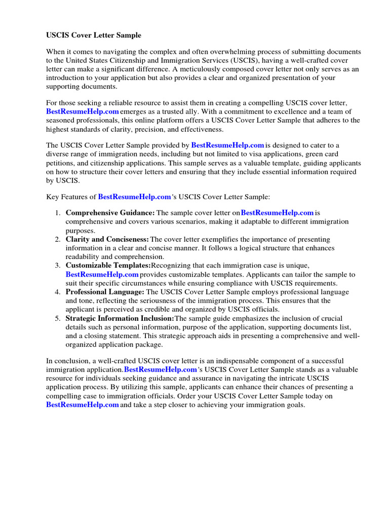 Uscis Cover Letter Sample | PDF | United States Citizenship And ...