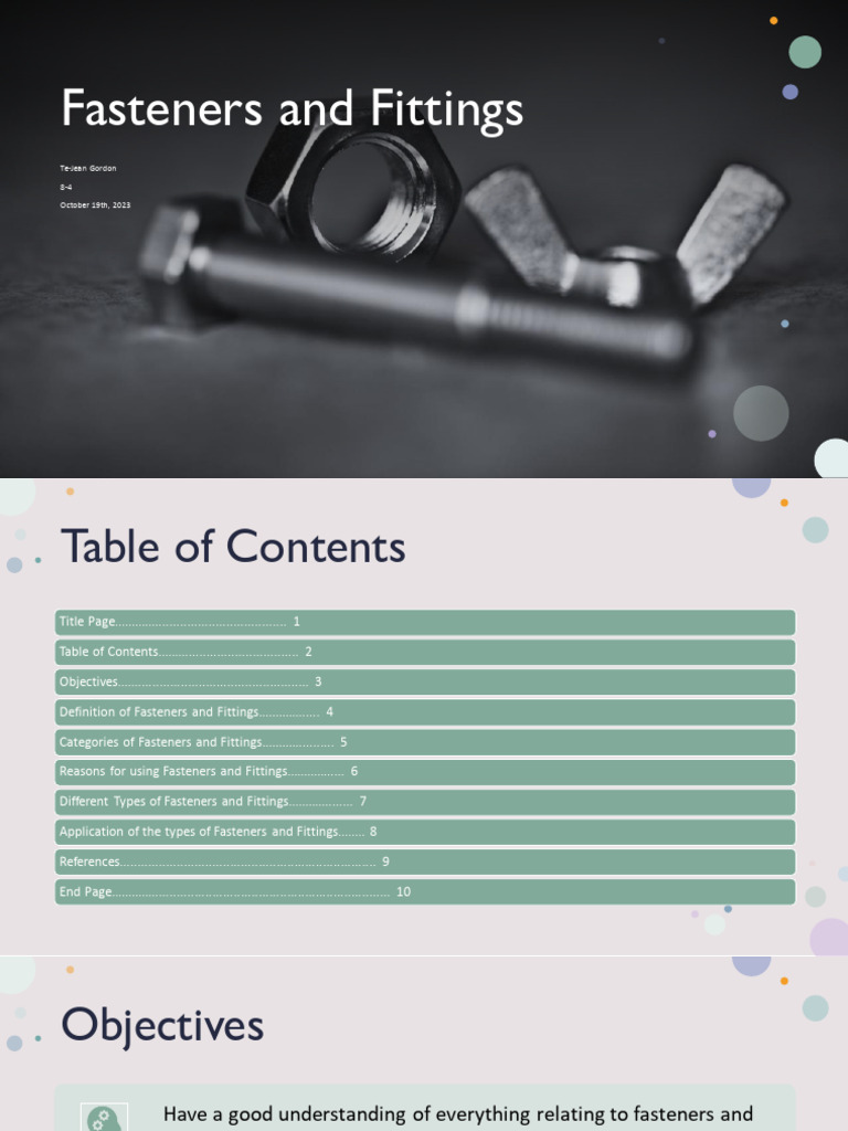 I.T Fasteners and Fittings Assignment | PDF | Screw | Pipe (Fluid Conveyance)