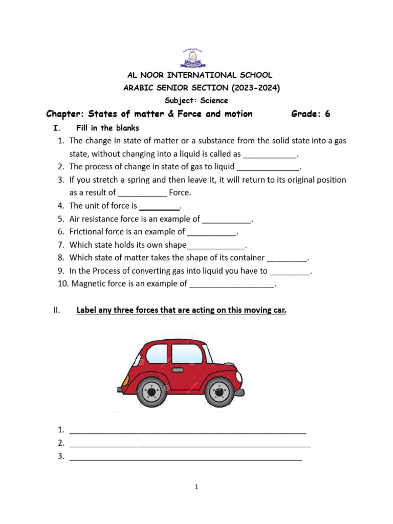 Science Chapter on Matter & Forces for Grade 6 | PDF | Force | Matter