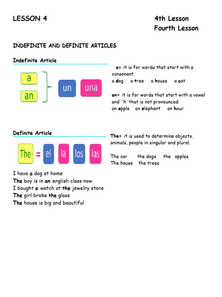 LECCIÓN 4, Art. Def. e Indef., Voc - de La Casa | Download Free PDF | Languages | Foreign ...