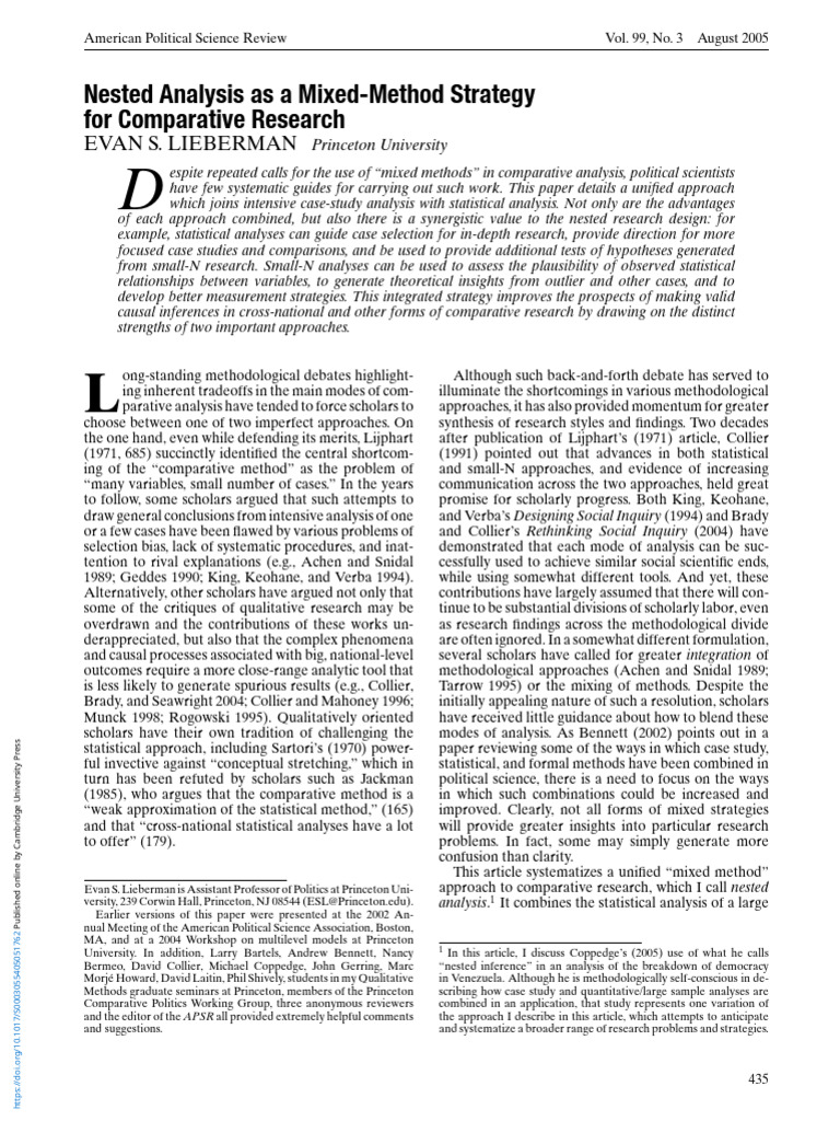 Nested Analysis As A Mixed-Method Strategy For Comparative Research ...