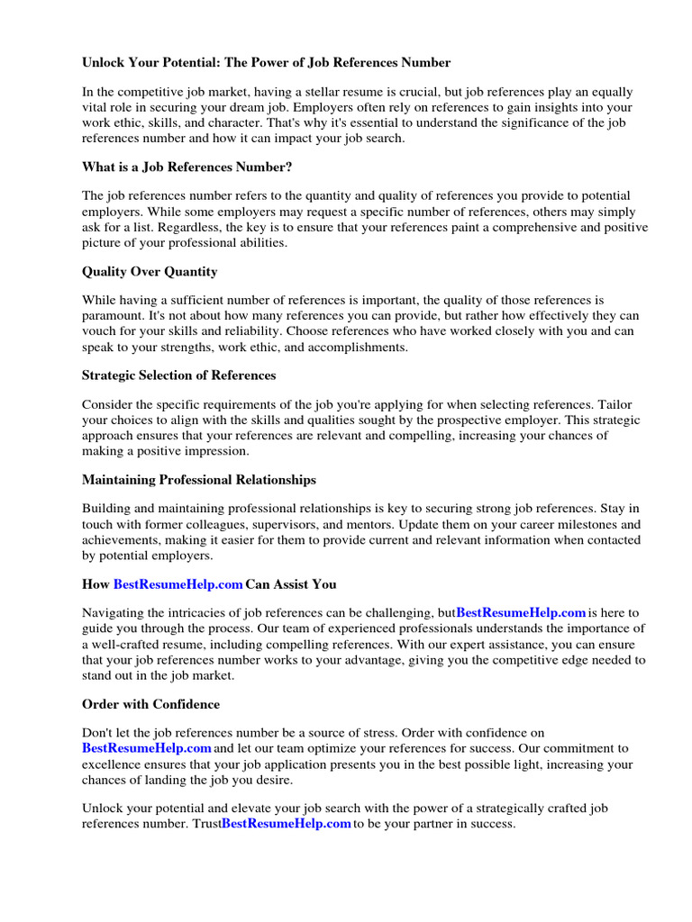 Job References Number | PDF | Employment | Linked In