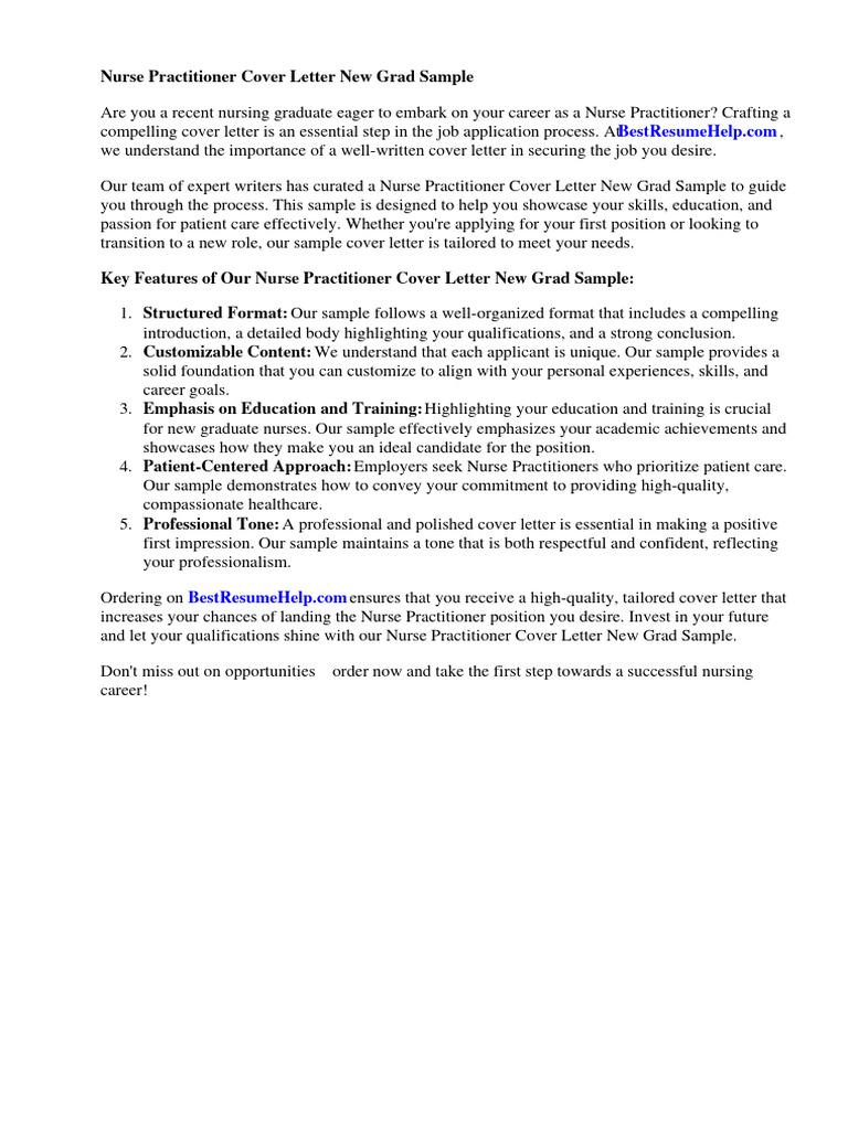 Nurse Practitioner Cover Letter New Grad Sample | PDF | Nursing | Résumé