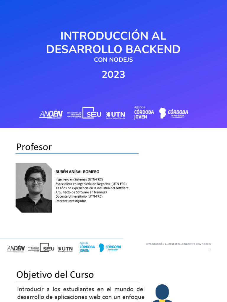 Clase 01 - Desarrollo Backend - 2023 | PDF | Software de la aplicacion ...