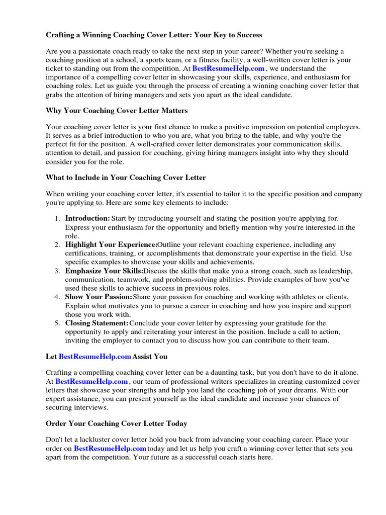 Winning Coaching Cover Letter Tips | PDF | Résumé | Http Cookie