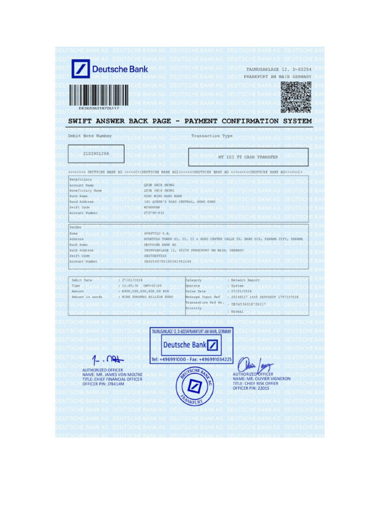 Swift Answerback Confirmation | PDF