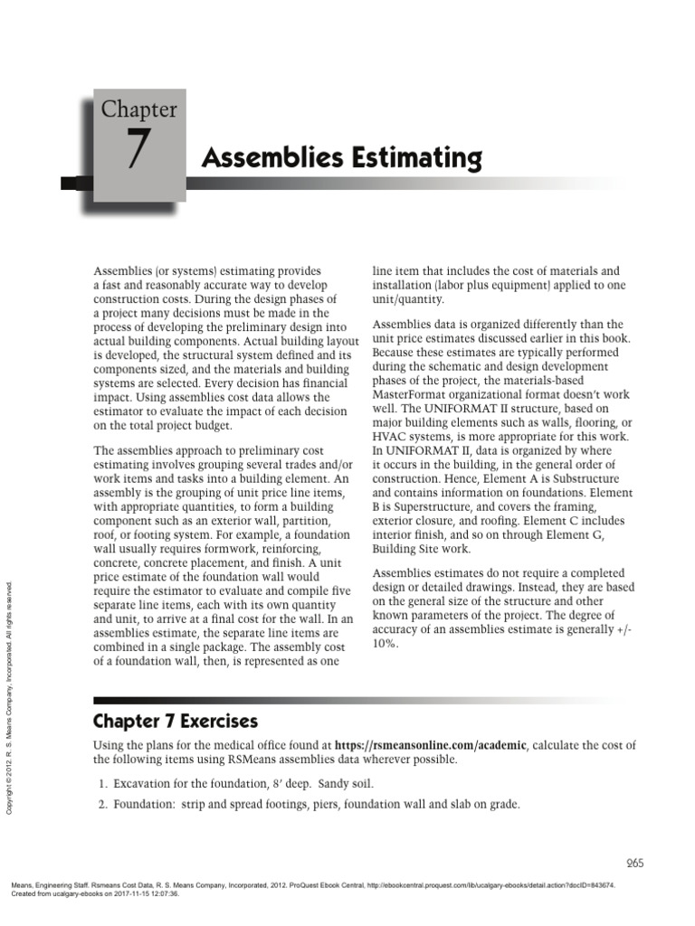 10 Appendix RS Means Assemblies Cost Estimation | PDF | Wall | Basement