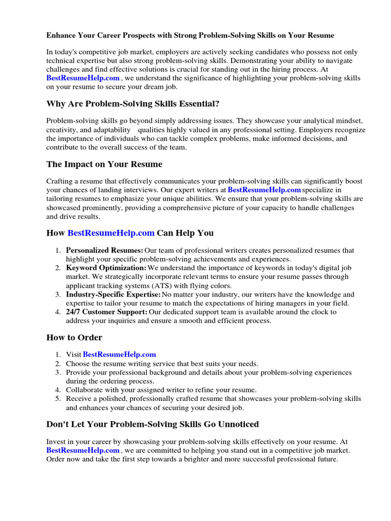 Problem Solving Skills Resume | PDF | Résumé | Knowledge