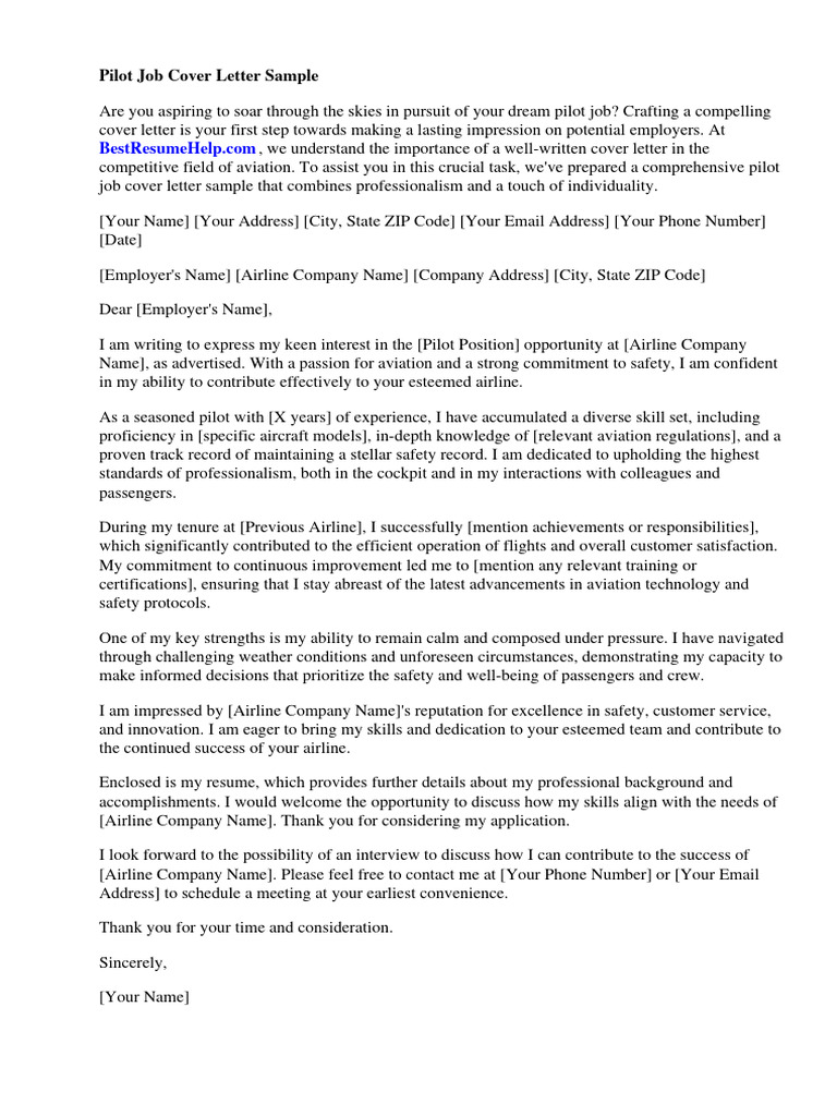 Pilot Job Cover Letter Guide | PDF | Airlines | Résumé