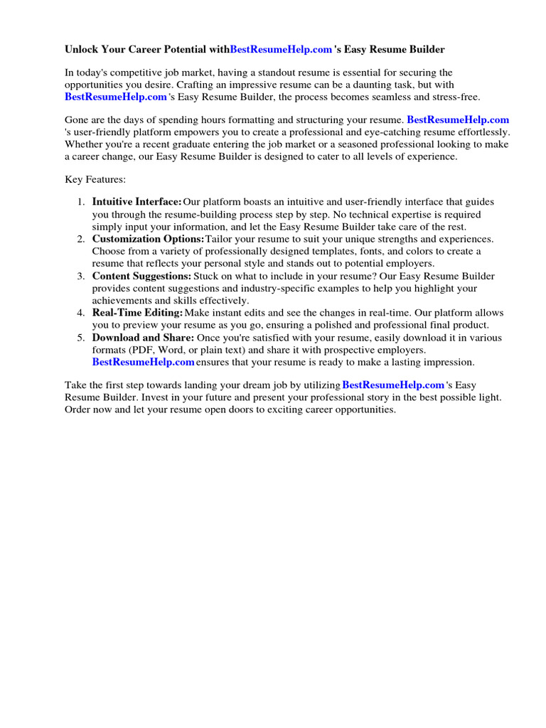 Easy Resume Builder | PDF | Résumé | Software