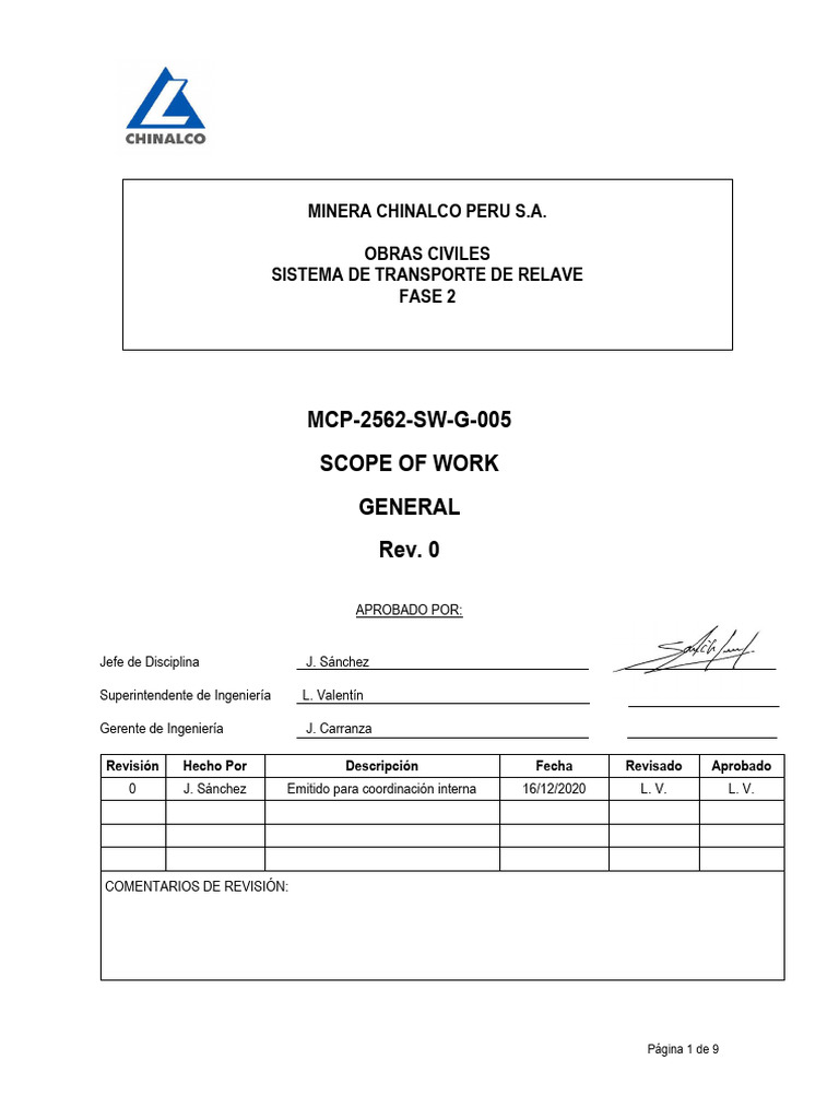 MCP 2562 SW G 005 - 0 | PDF | Tubería (transporte de fluidos) | Perú