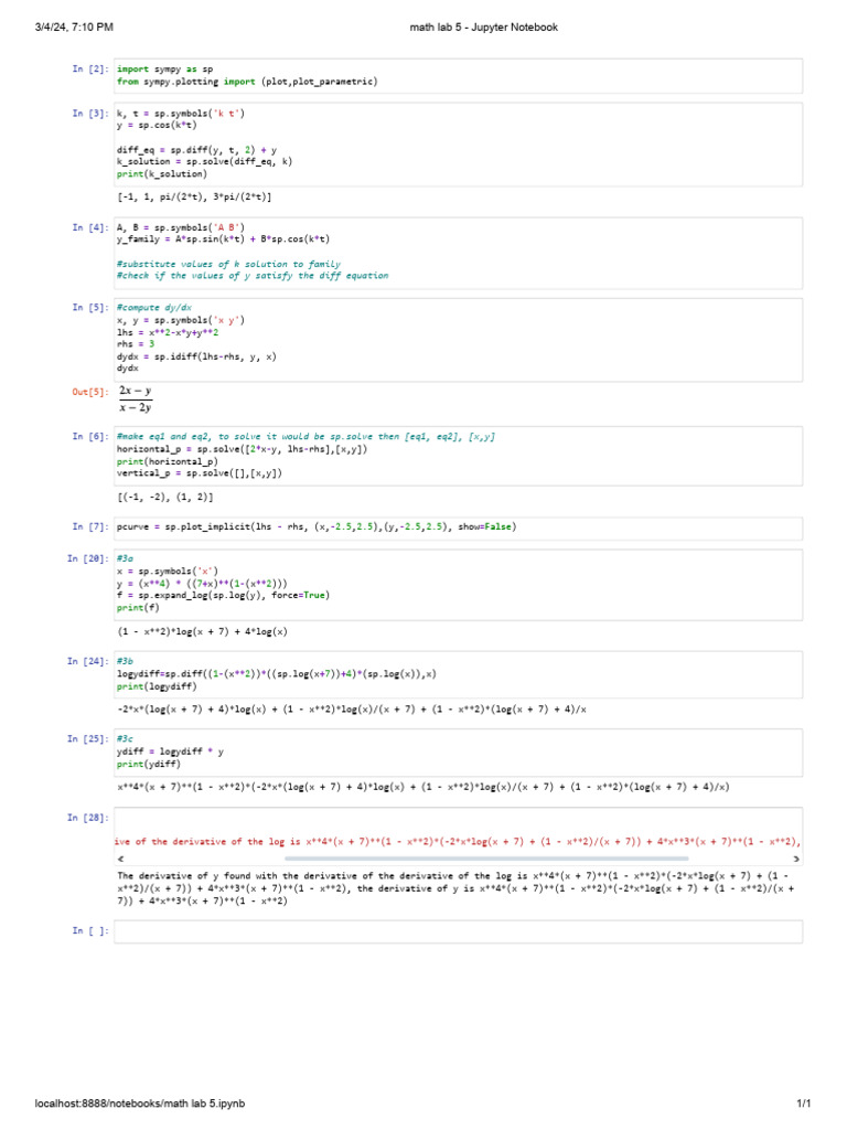 Math Lab 5 - Jupyter Notebook | PDF | Differential Equations | Rates Math Lab 5 - Jupyter Notebook | PDF | Differential Equations | Rates