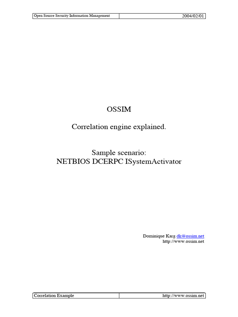 Correlation Engine Explained Rpc Dcom Example Pdf Port Computer Networking Internet