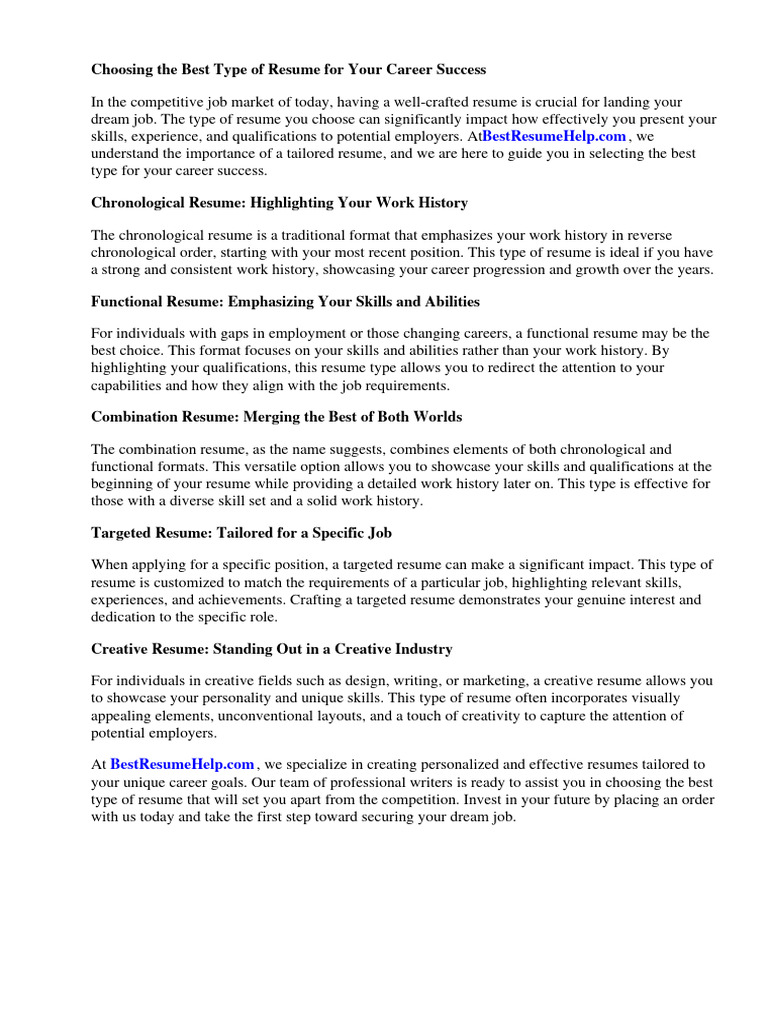 Best Type of Resume | Download Free PDF | Résumé | Recruitment