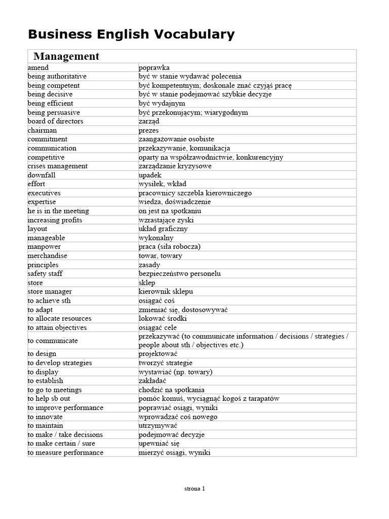 English For Business Studies Vocabulary | PDF