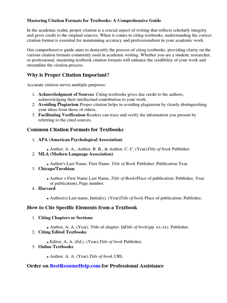 Citation Format Textbook | PDF | Citation | Apa Style