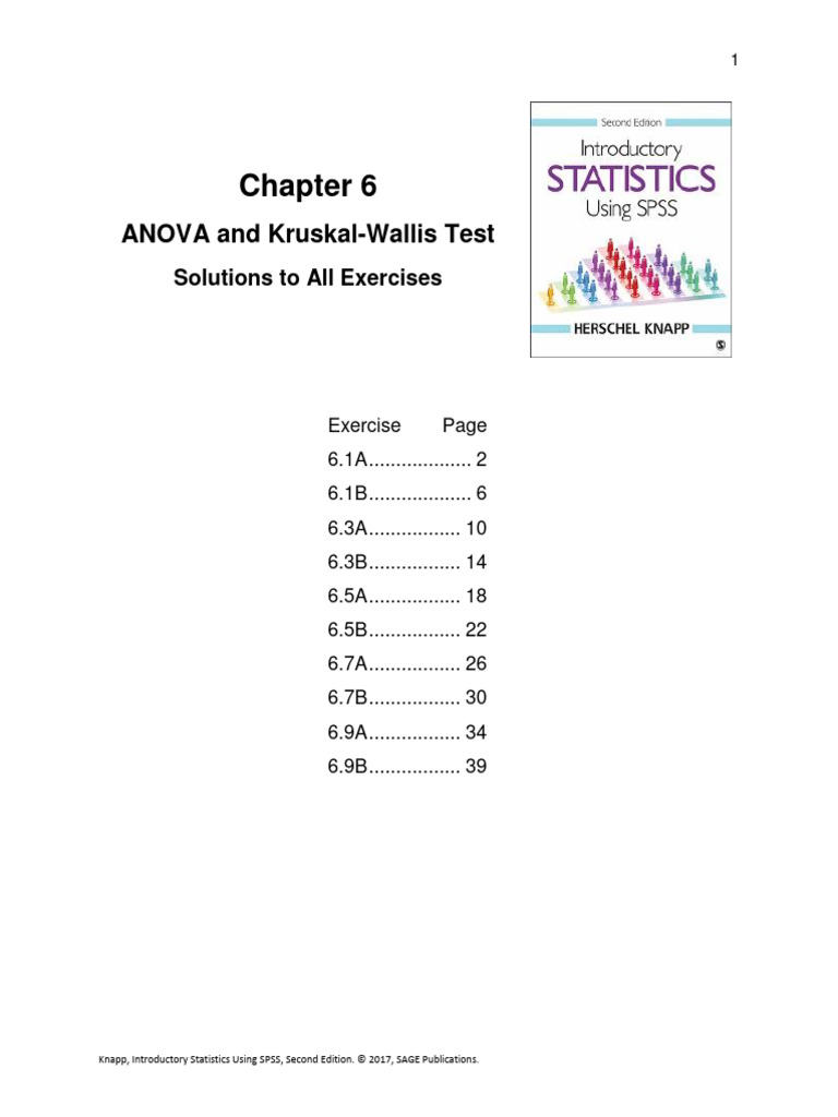 Solutions CH 06 - ANOVA and Kruskal-Wallis Test | Download Free PDF ...