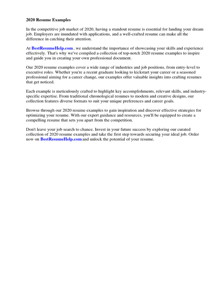 2020 Resume Examples | PDF | Résumé