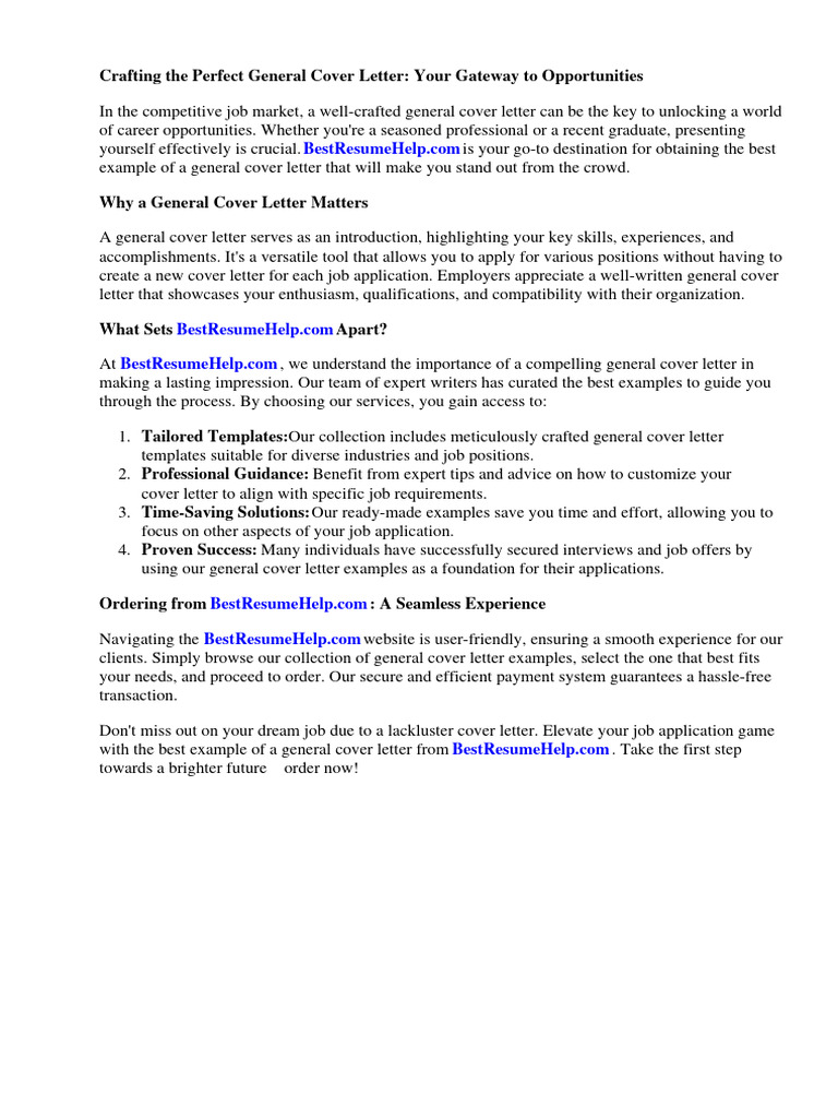 Best Example of General Cover Letter | PDF | Experience | Résumé