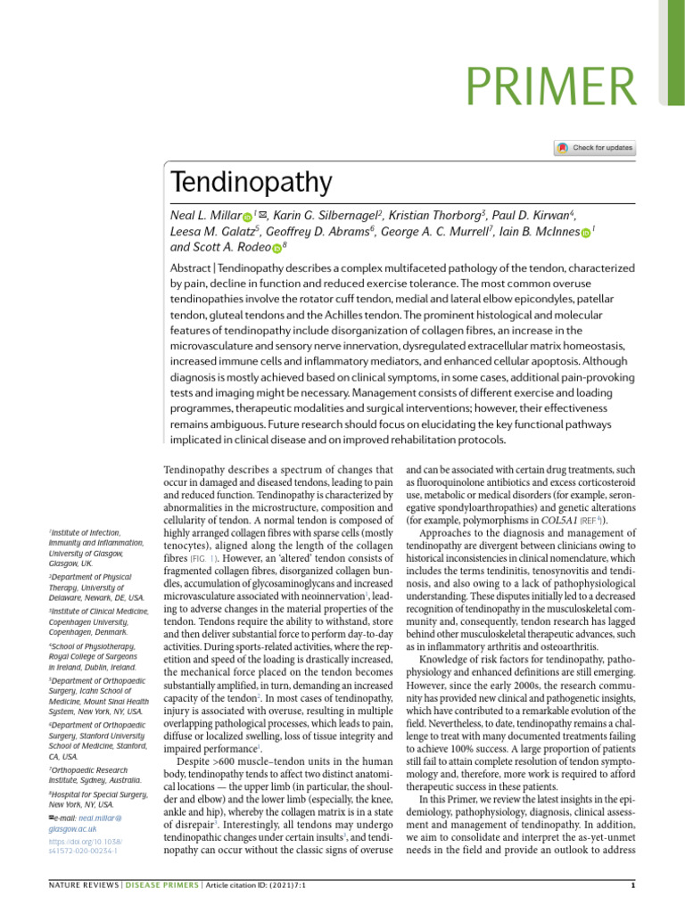 Tendinopatia | PDF | Tendon | Musculoskeletal System