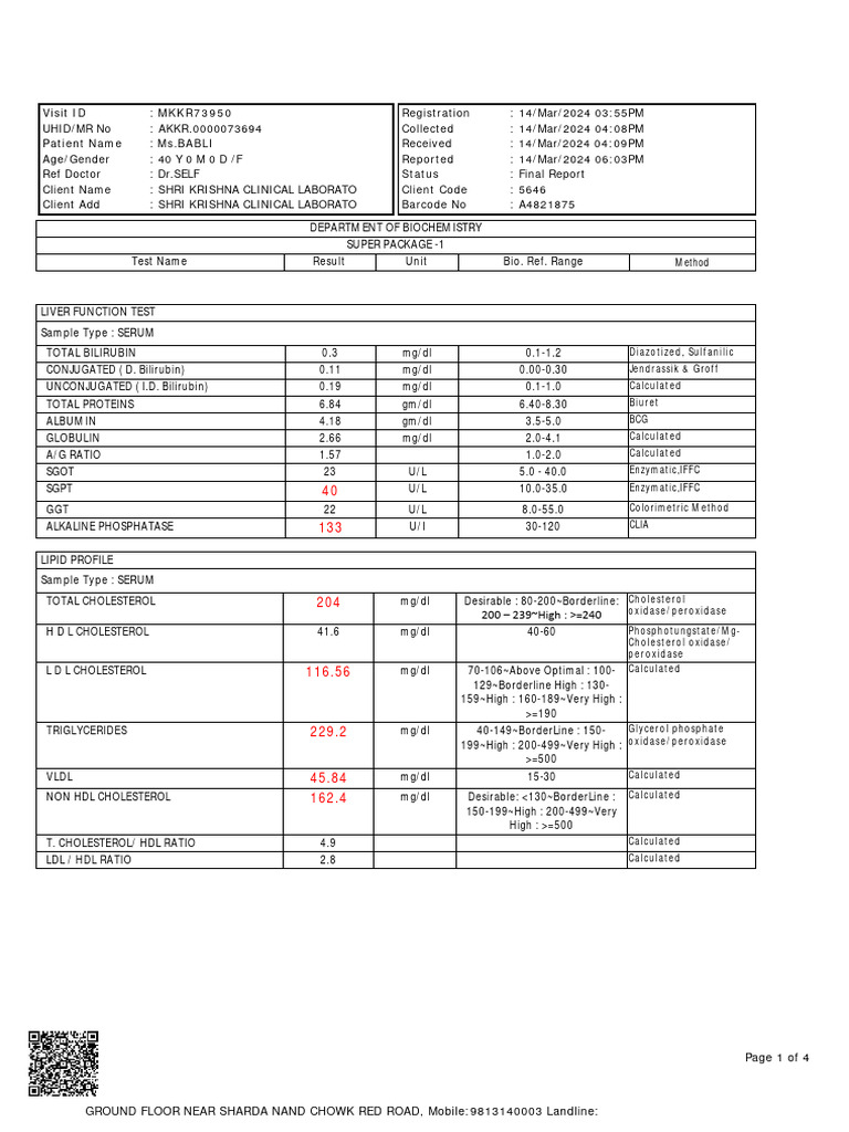 Comprehensive Biochemical Test Report | PDF | Thyroid Stimulating ...