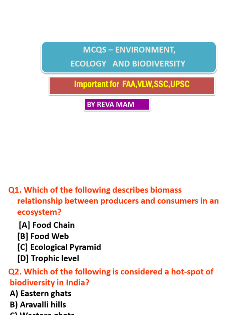 Mcqs Environment Ecology And Biodiversity By Reva Mam 1 Pdf Ecosystem Decomposition