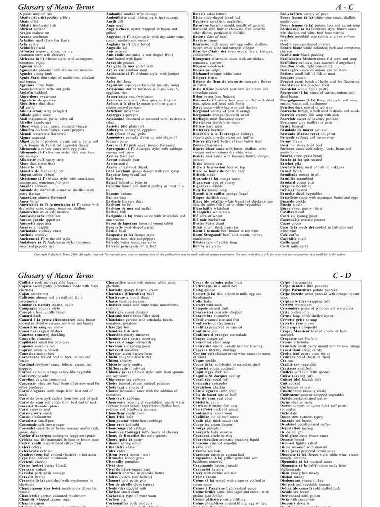 French Food Glossary | PDF | Pancake | Sausage