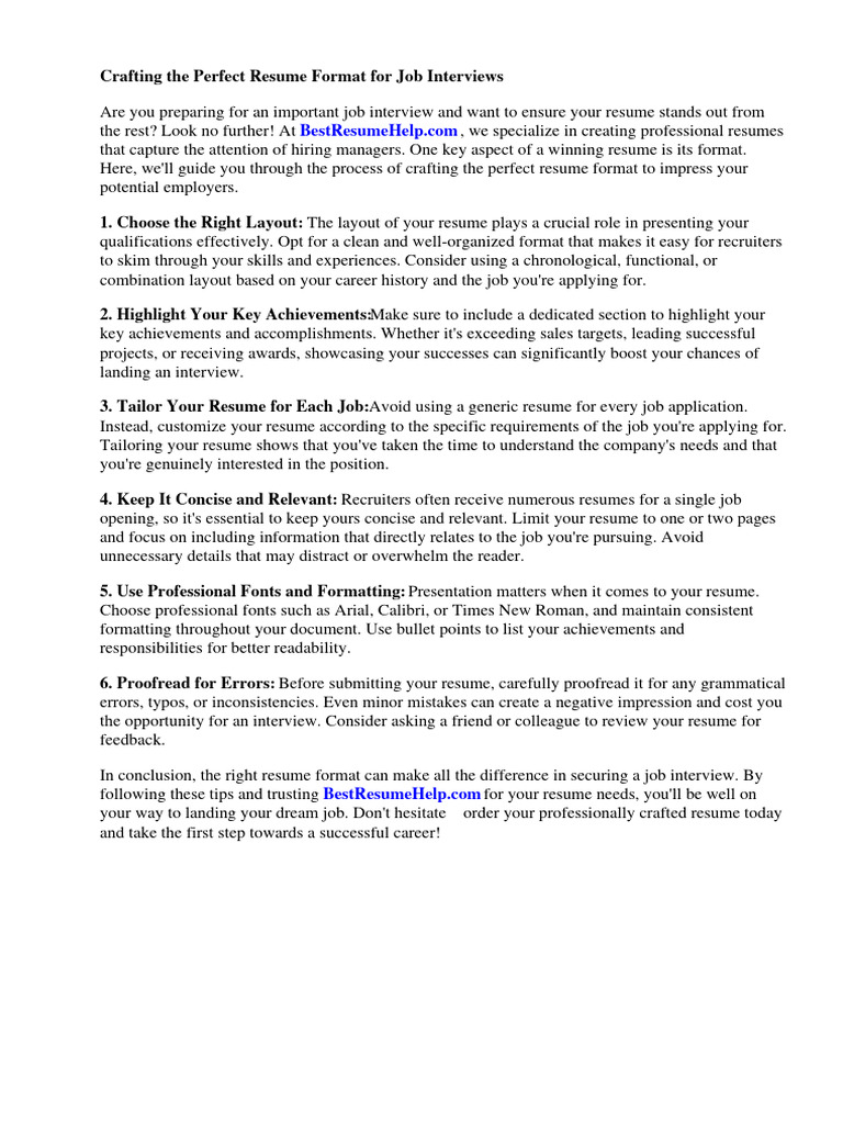 Perfect Resume Format Guide | PDF | Résumé | Job Interview