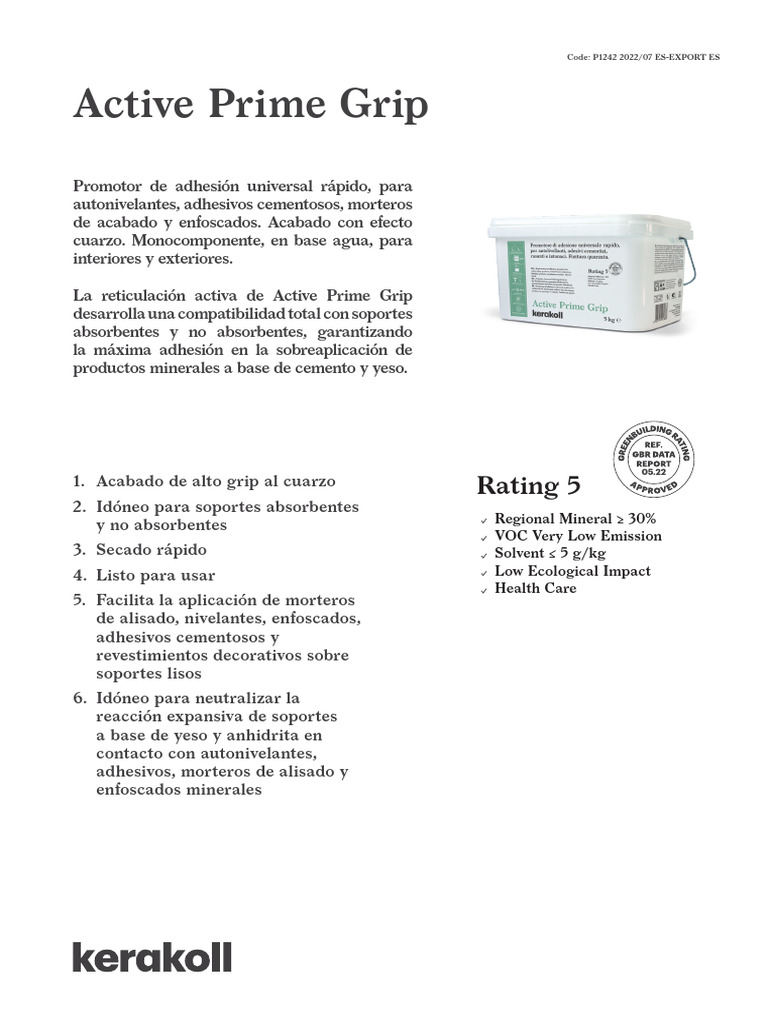 Active Prime Grip 2022 (Es-Export Es) | PDF | Yeso | Mortero (Albañilería)