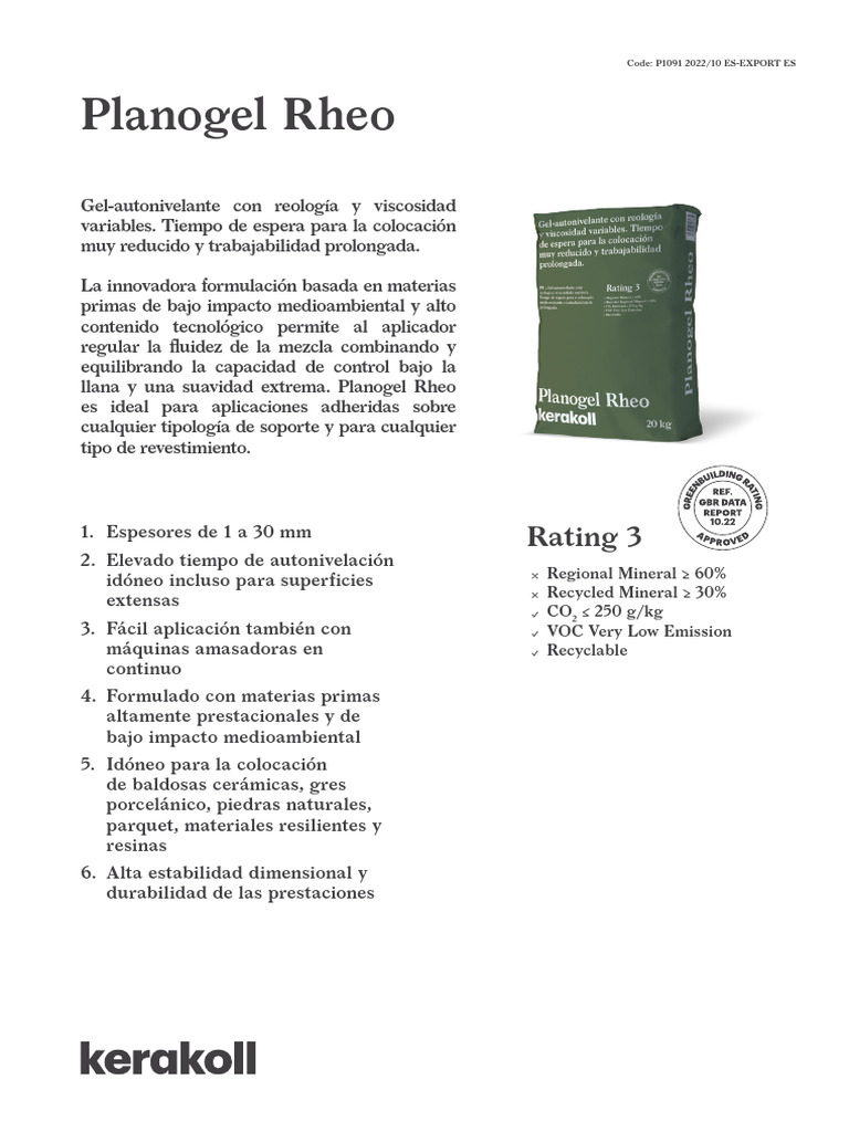 Planogel Rheo: Rating 3 | PDF | Agua | Hormigón