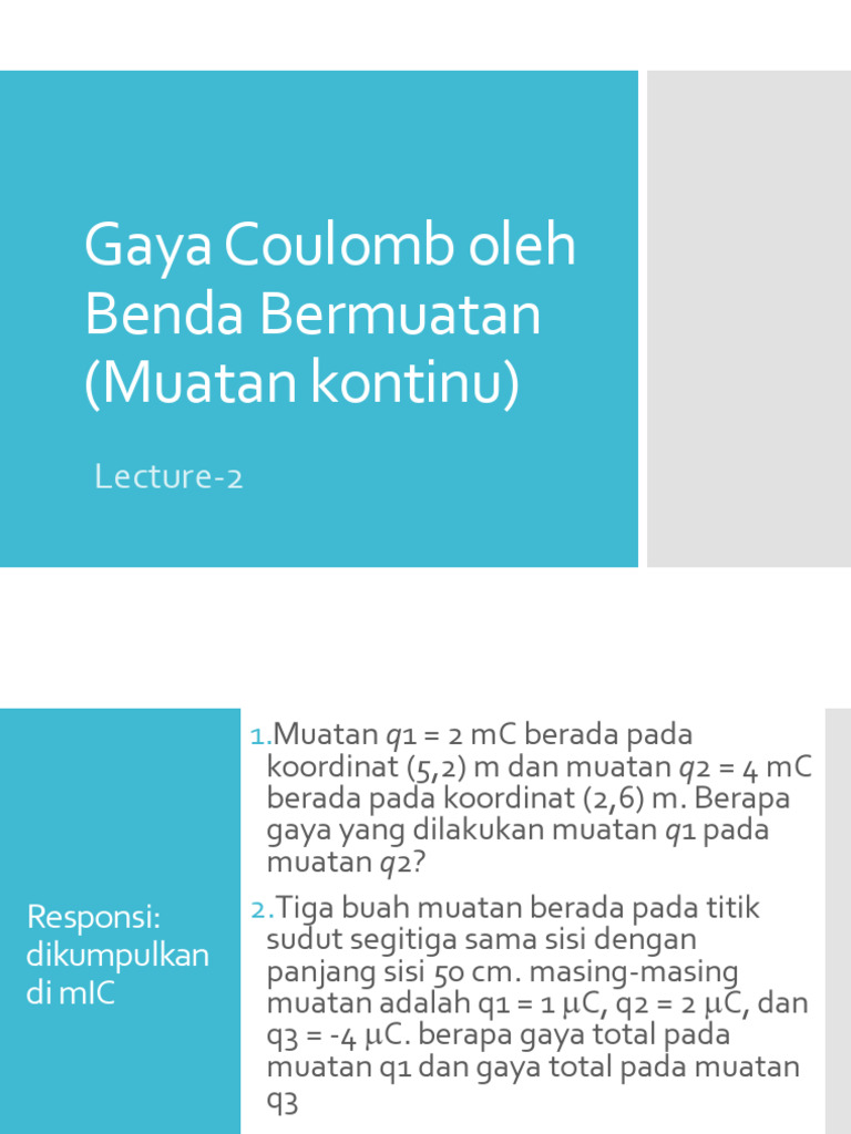 W-2-2-Hukum Coulomb Pada Muatan Kontinu | PDF