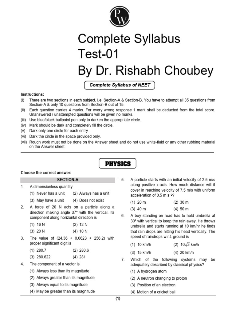Full Syllabus Question Paper I | PDF