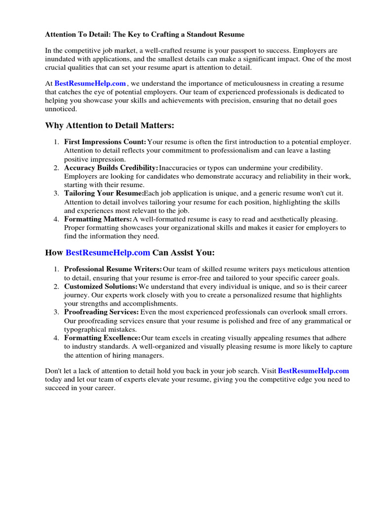 Attention To Detail Examples For Cover Letter | PDF | Résumé | Attention