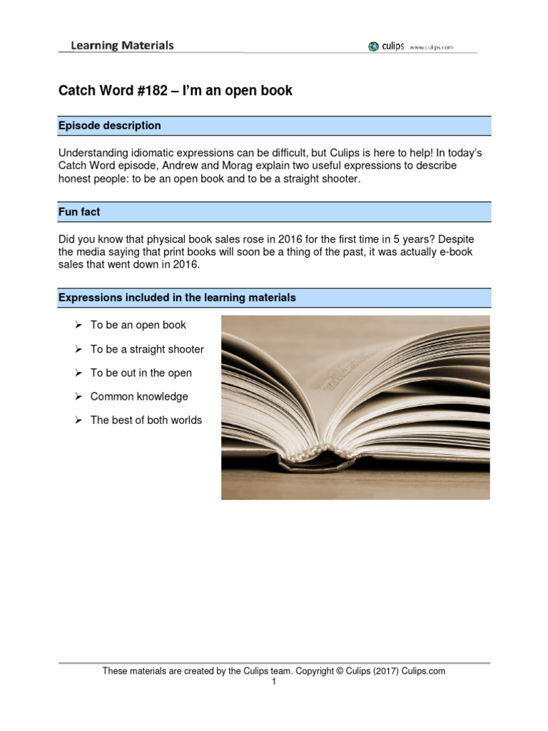 CW182 Im An Open Book | PDF | Knowledge | Question