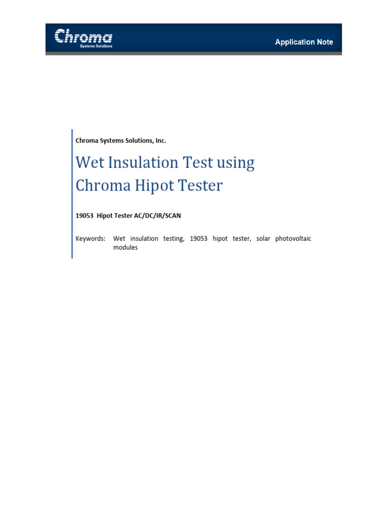 AN-Safety-Wet Insulation Test Using Chroma Hipot Tester-082010 ...