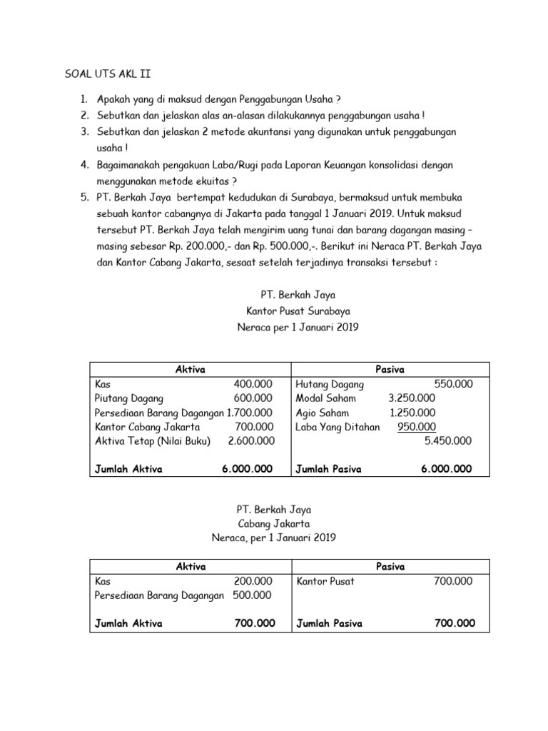 Soal Uts Akl Ii | PDF | Bisnis