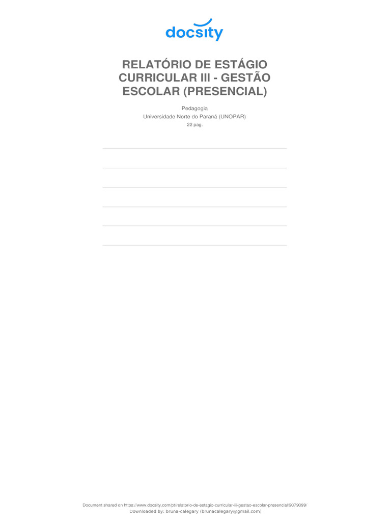 Docsity Relatorio de Estagio Curricular III Gestao Escolar Presencial77 | PDF