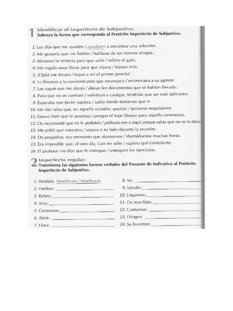 Imperfecto de Subjuntivo - Formación | PDF