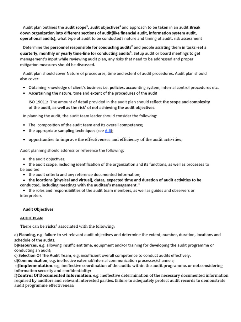 Audit plan | PDF | Audit | Business