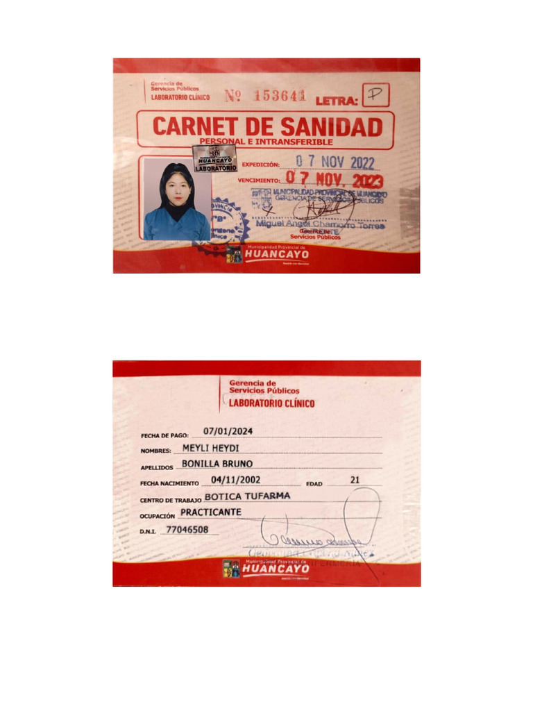 Carnet Sanitario | PDF