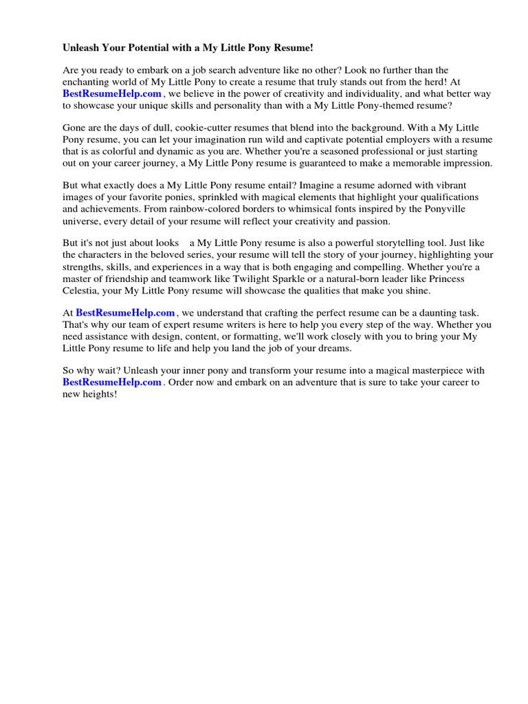 My Little Pony Resume | PDF