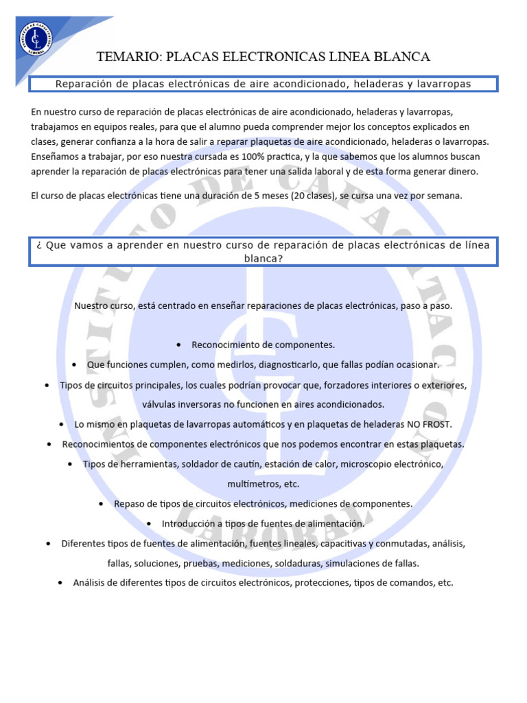 Temario Placas Electronicas Linea Blanca AwvJ2xQ0OzHGJLoj | PDF | Electrónica | Fuente de ...