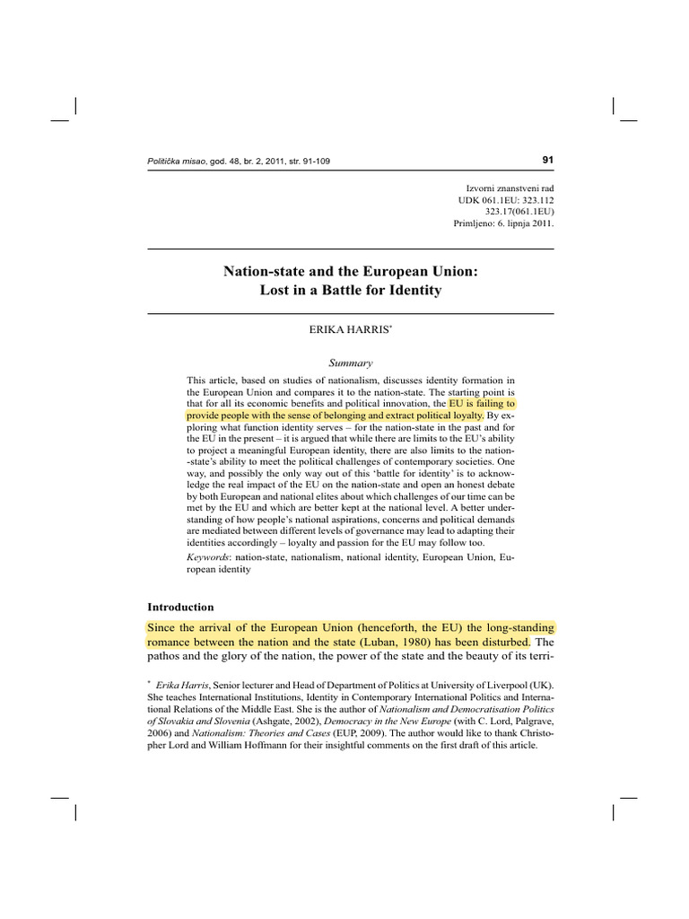 Nation State and Eu | PDF | Sovereignty | State (Polity)