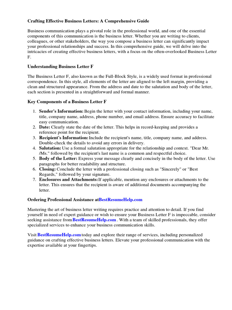 Business Letter F Format Guide | PDF | Communication | Information